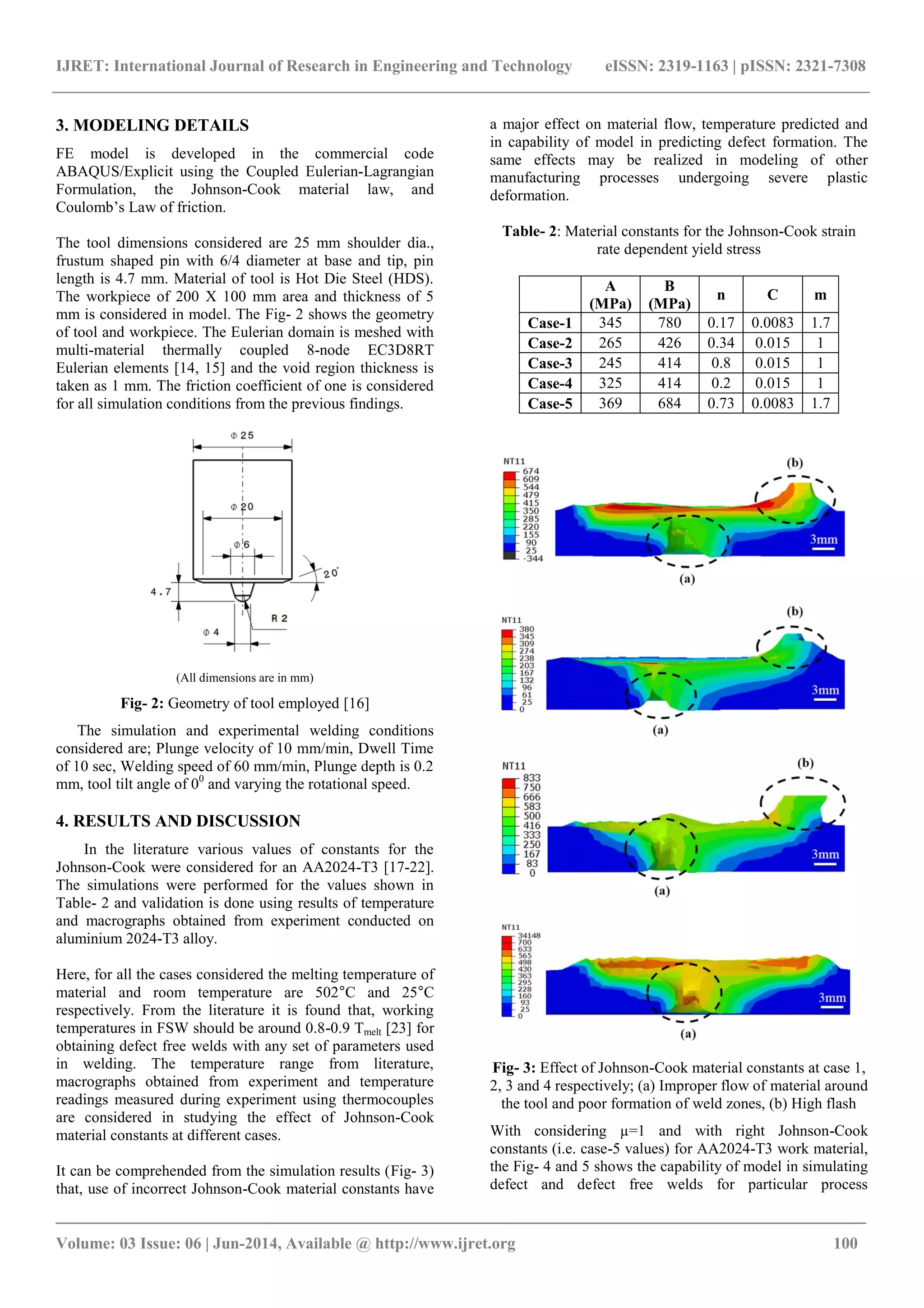 Verification of johnson cook material model constants of aa2024-t3 for use in finite element ...