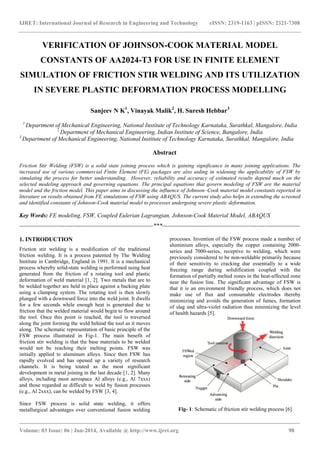 Verification of johnson cook material model constants of aa2024-t3 for use in finite element ...