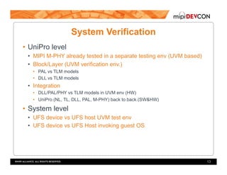 MIPI DevCon 2016: Verification of Mobile SOC Design (UFS) | PPT