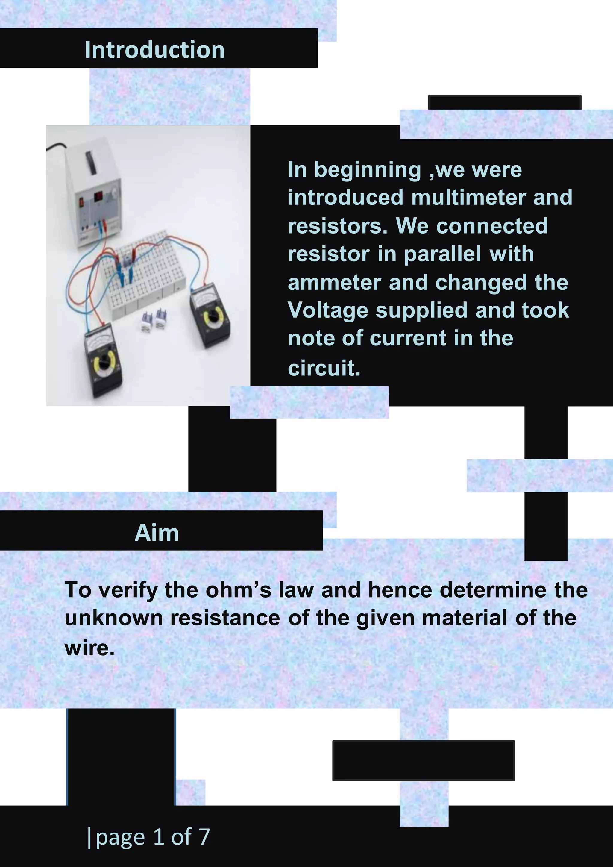 Verification of ohm's law in parallel circuit | DOCX
