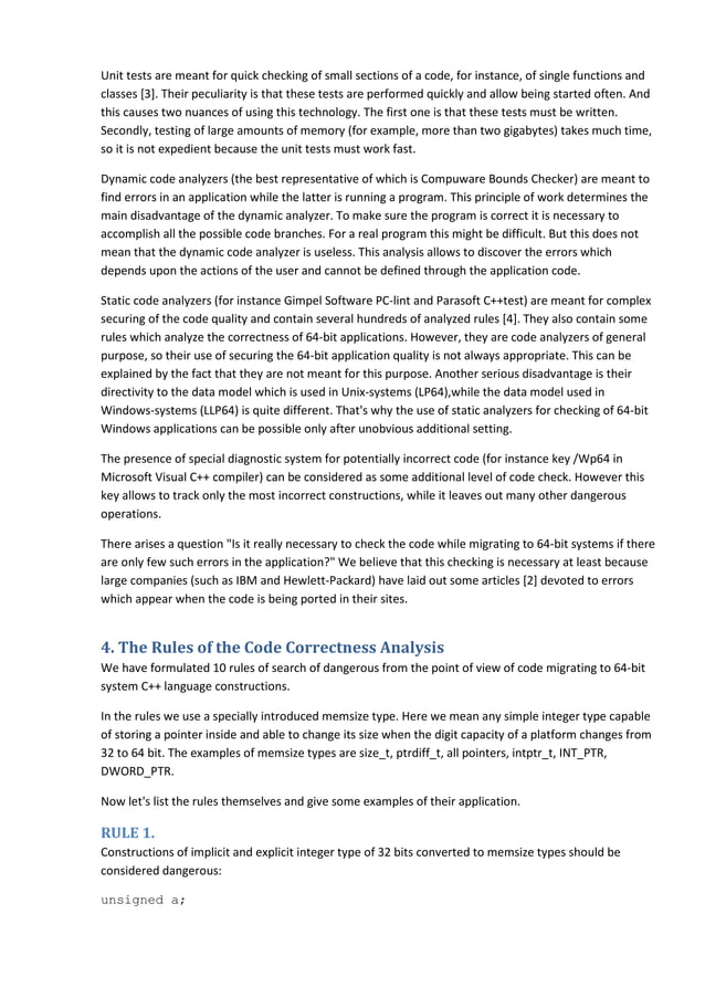 Static code analysis for verification of the 64-bit applications | PDF