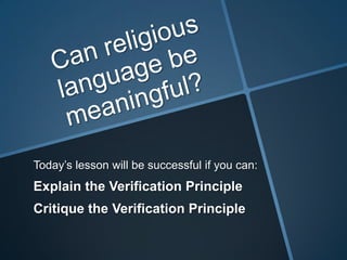 Verification Principle | PPTX