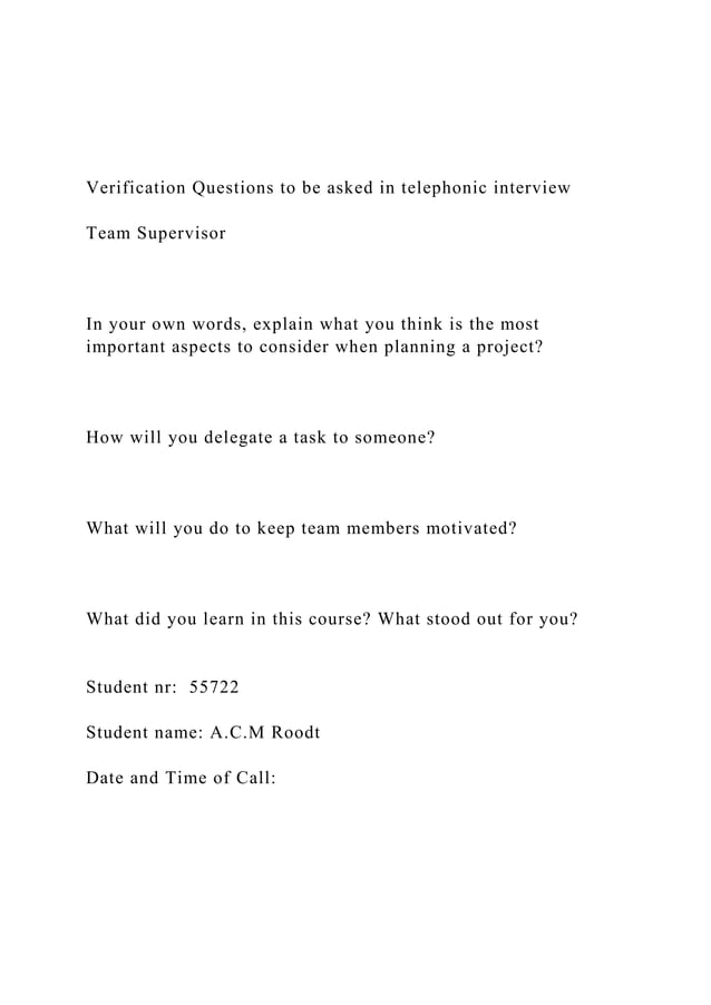 Verification Questions to be asked in telephonic interview .docx