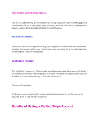 Verified Stripe Account.pdf | Credit Cards | Personal Debt