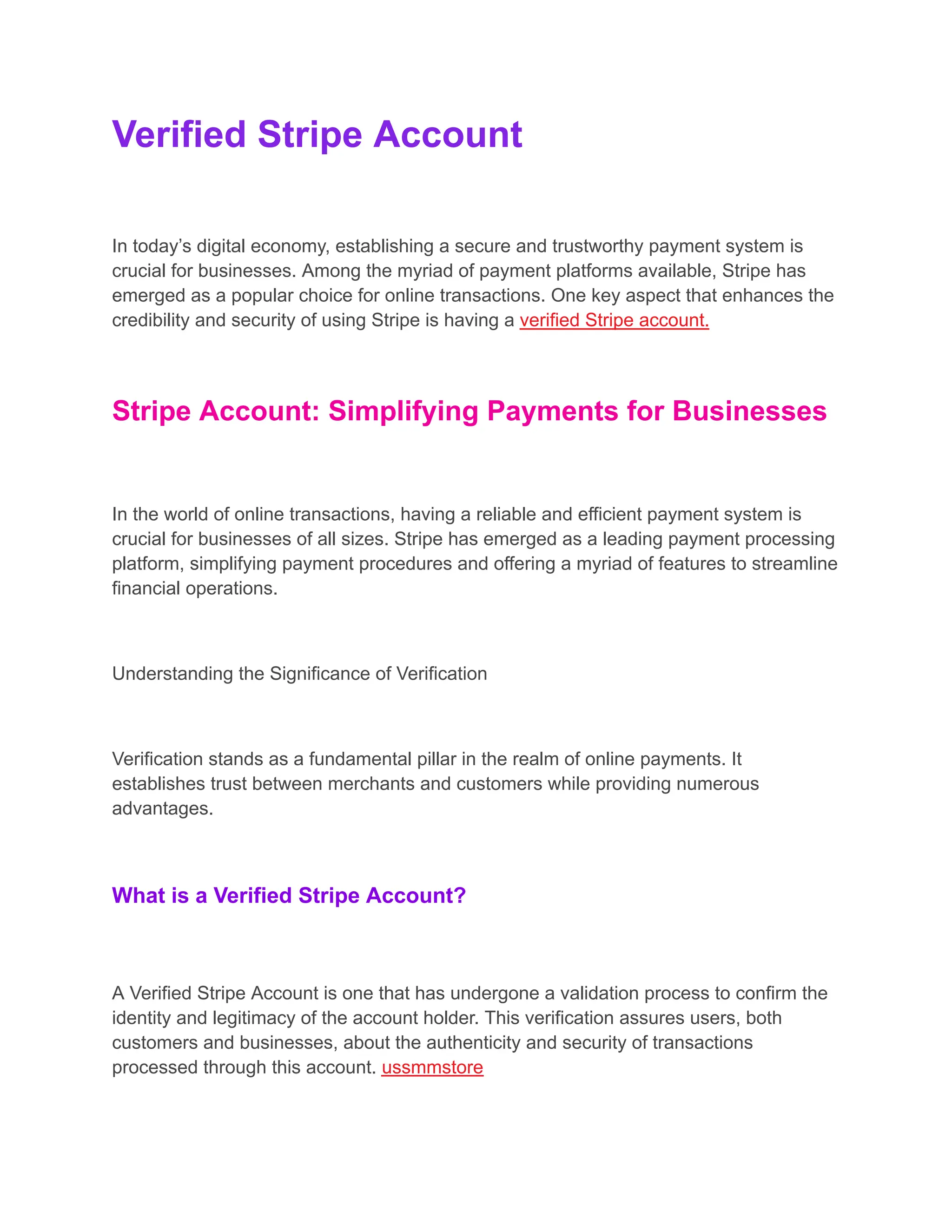 Verified Stripe Account verified stripe account | PDF