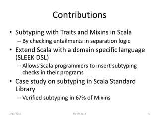 Verified Subtyping with Traits and Mixins | PPT