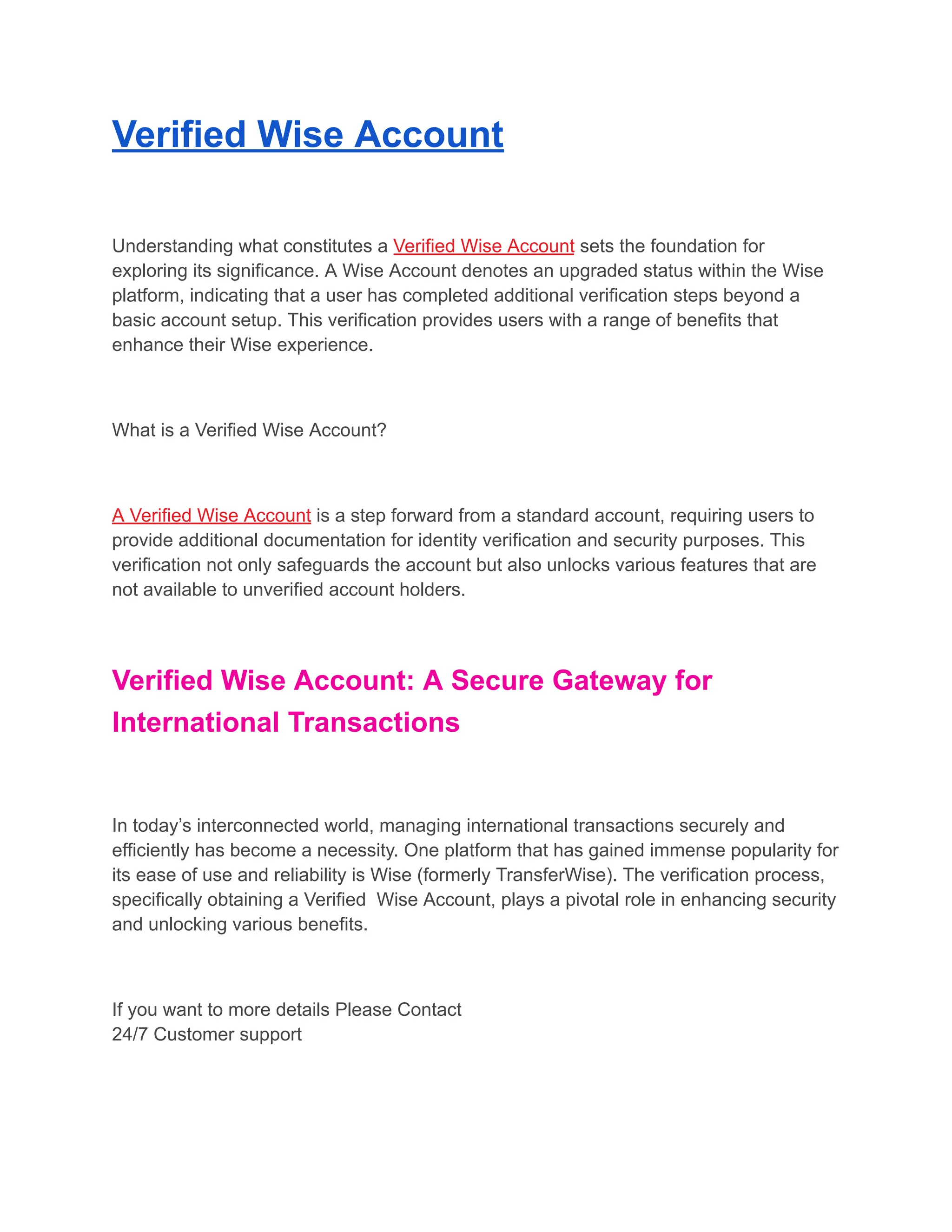 Verified Wise Account verified wise account | PDF