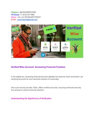 Verified Wise Account verified wise account | PDF