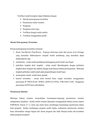 Verifikasi dan-validasi-sistem-pemodelan | PDF