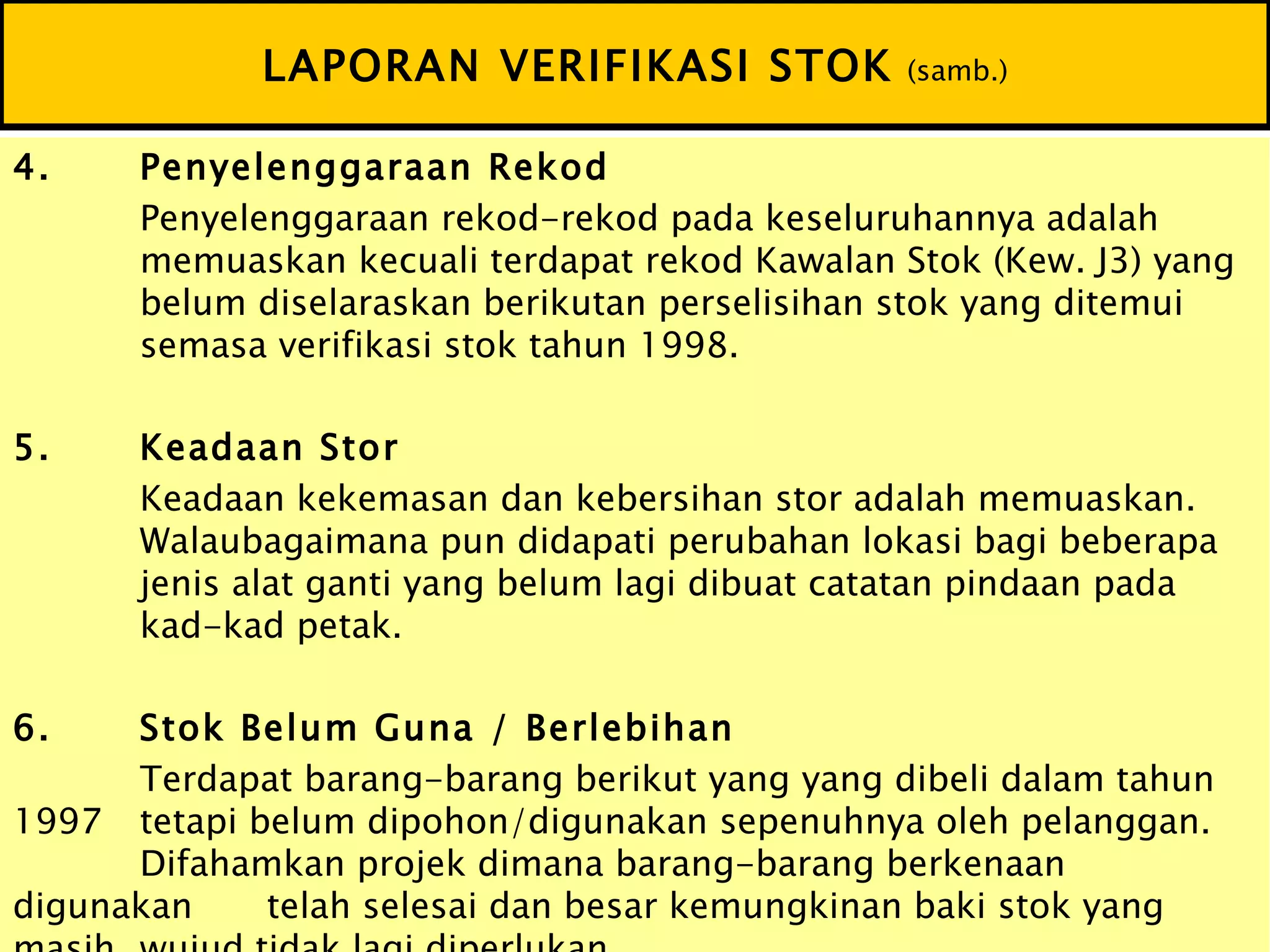 Verifikasi stok kerajaan | PPT