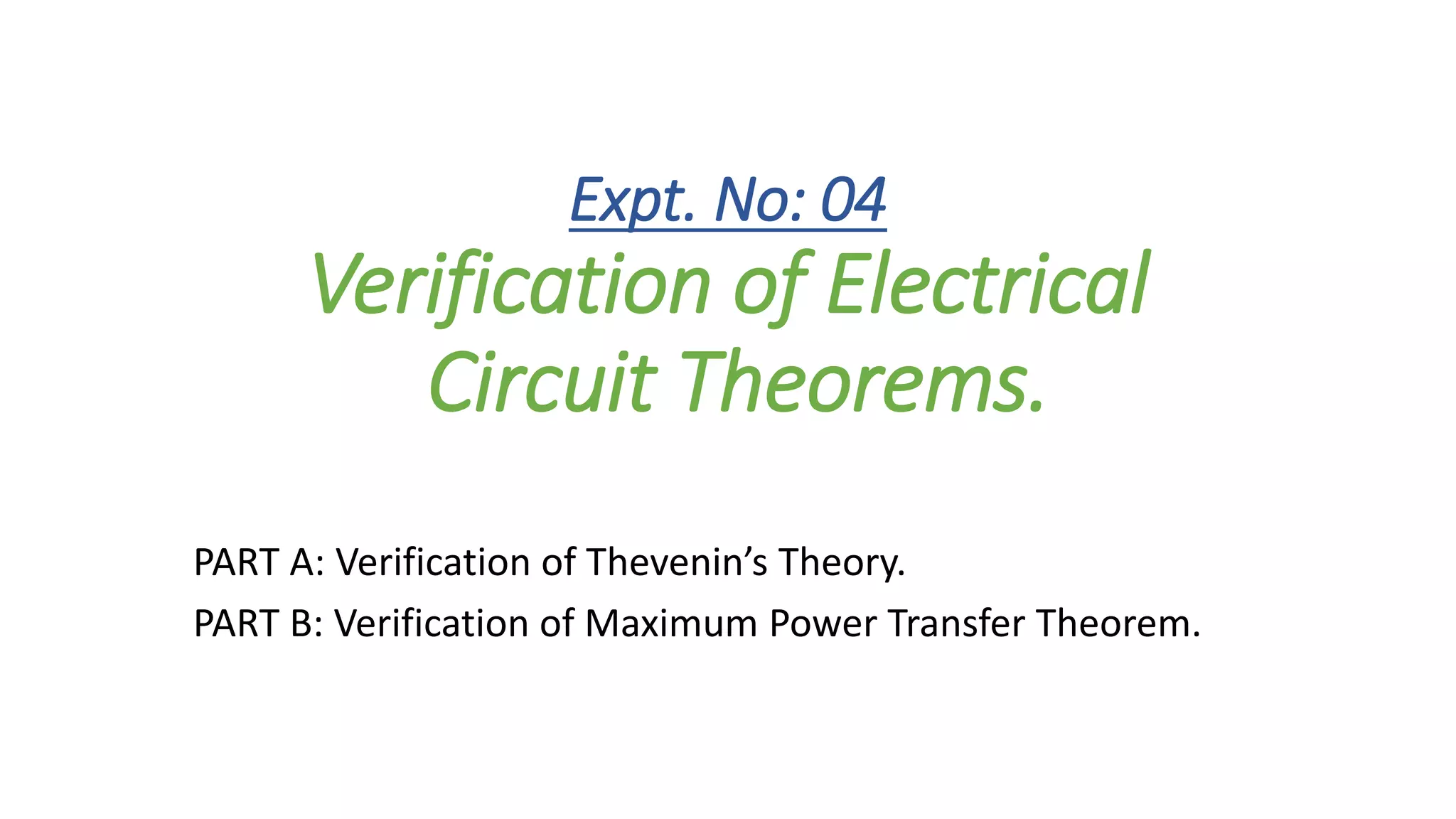 Electrical Circuit Theorem | PPTX