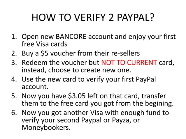 Verify 2 paypal accounts with only 5 usd | PPTX