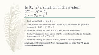 Verifying Solutions of a Linear System | PPT