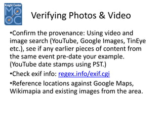 Verifying sources and content found on social media | PDF