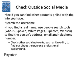 Verifying sources and content found on social media | PDF