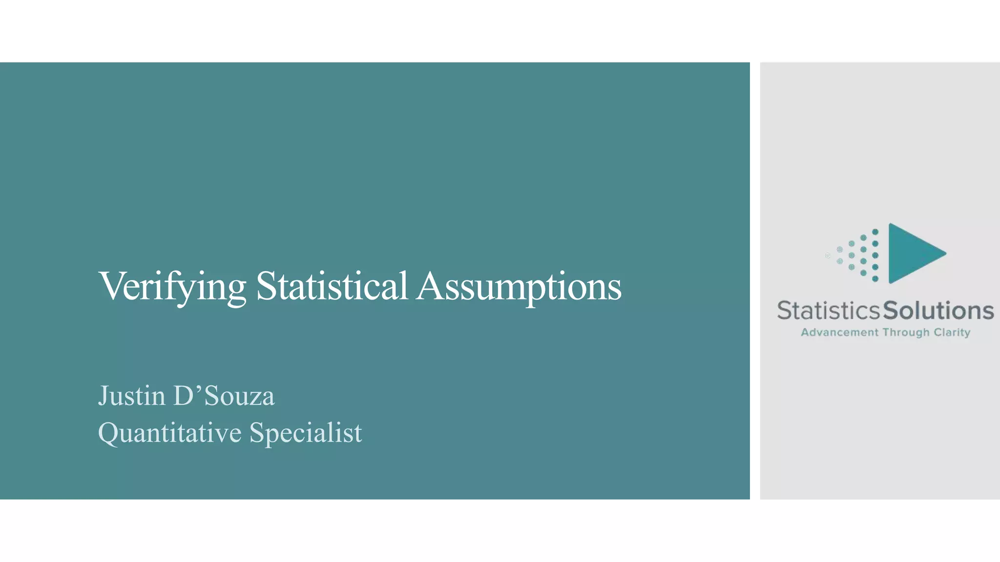 Verifying Statistical Assumptions | PPT