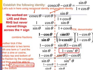 Verifying trigonometric identities | PPT