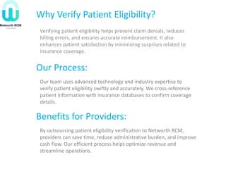 Verify Patient Eligibility | Networth RCM | PPT