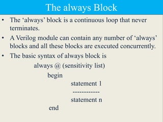 Lect 7: Verilog Behavioral model for Absolute Beginners | PPTX | Programming Languages | Computing