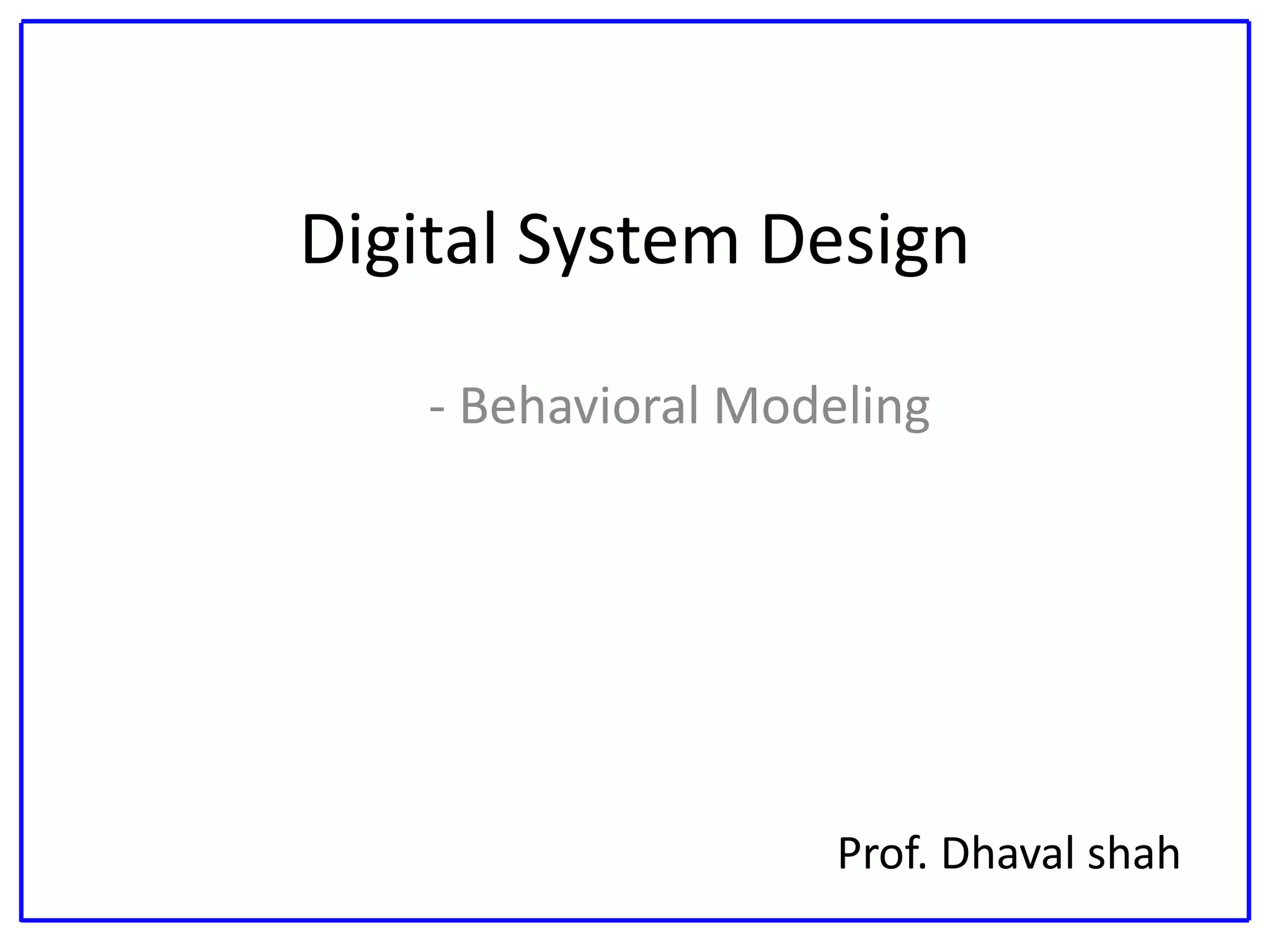Verilog Behavioral Modeling Pdf