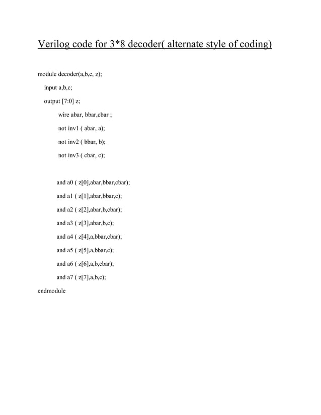 Verilog Code For Decoder Pdf 