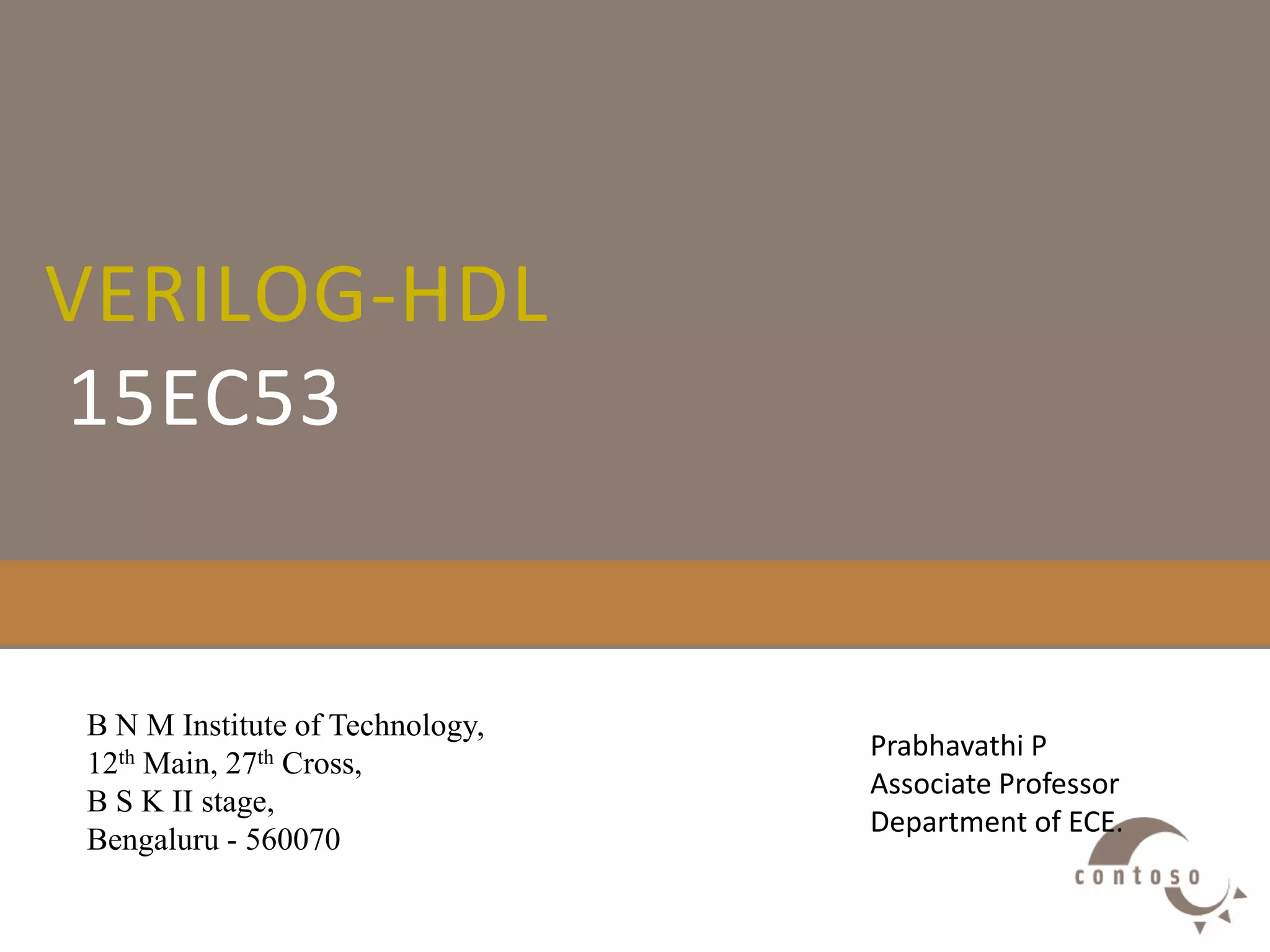 An Introductory Course On Verilog Hdl Verilog Hdl Ppr Ppt