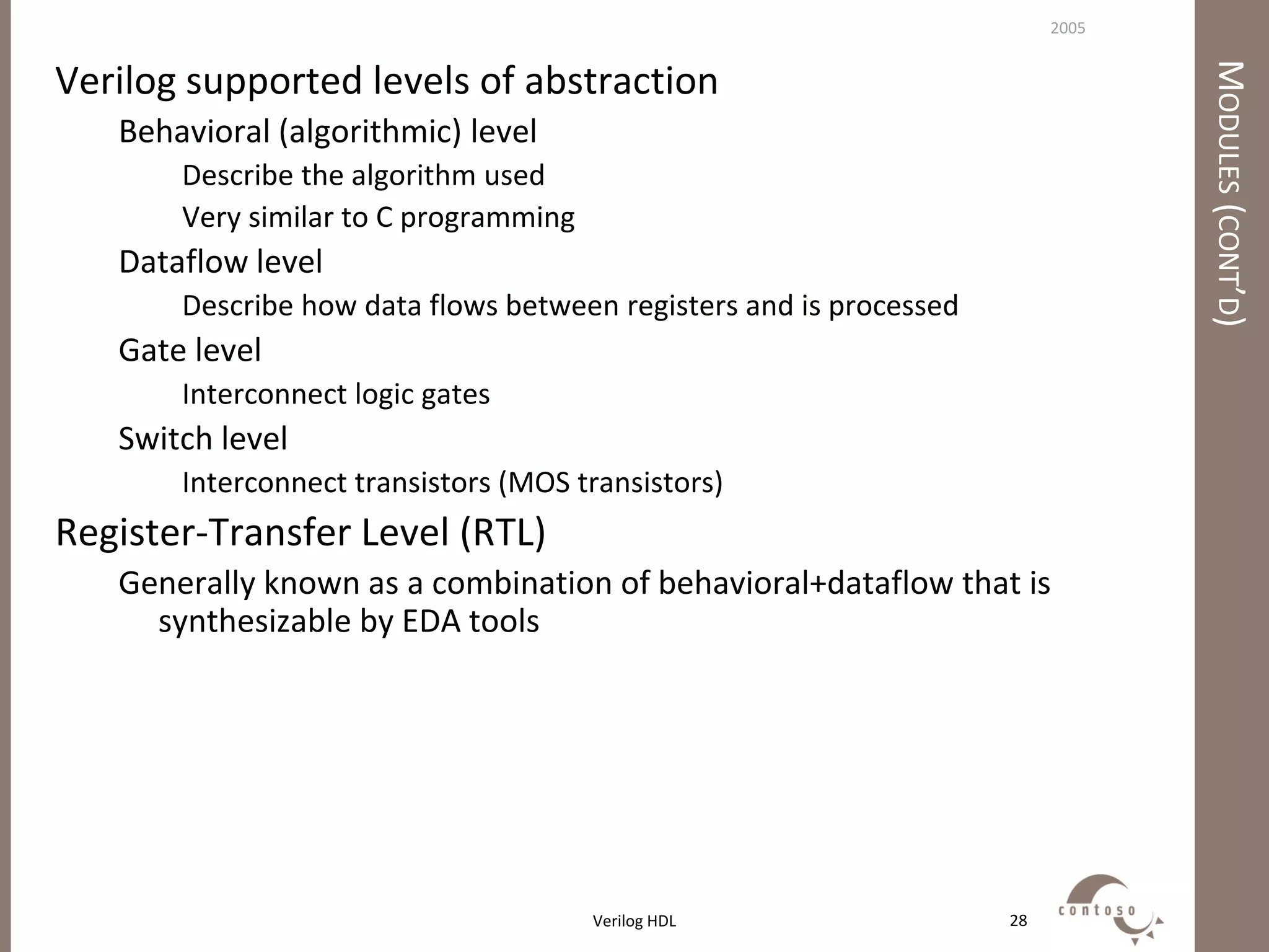 An Introductory Course On Verilog Hdl Verilog Hdl Ppr Ppt