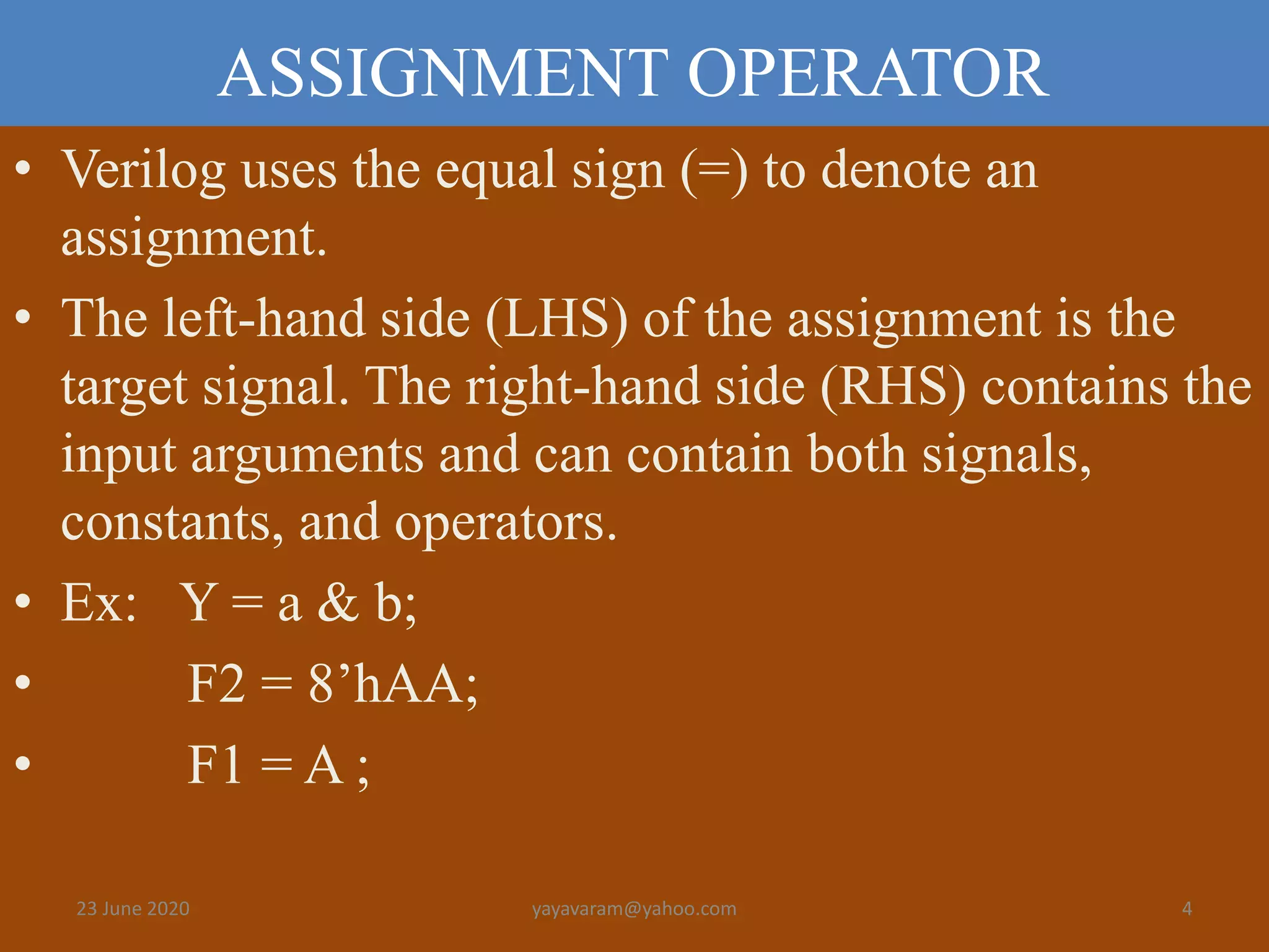 Verilog Operators Ppt