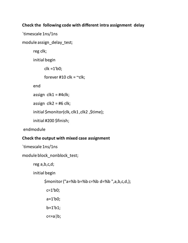 verilog code | DOCX | Programming Languages | Computing