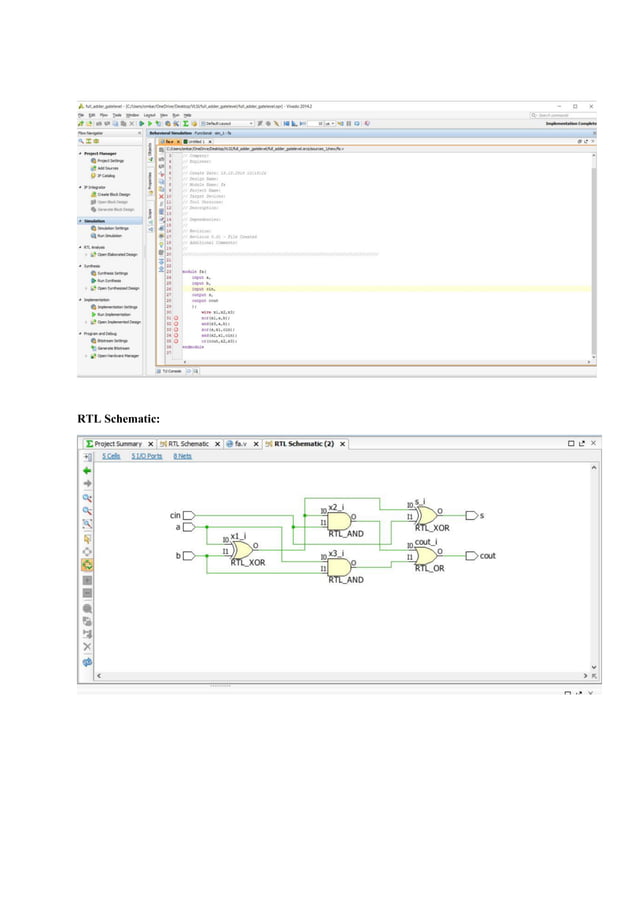 Verilog full adder in dataflow & gate level modelling style. | PDF