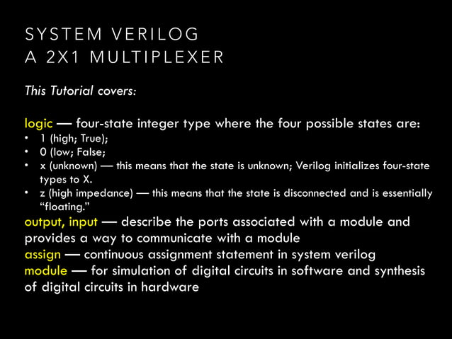 System Verilog (Tutorial -- 2X1 Multiplexer) | PPT System Verilog (Tutorial -- 2X1 Multiplexer) | PPT