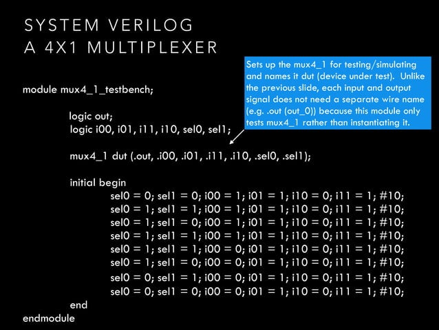 System Verilog (Tutorial -- 4X1 Multiplexer) | PDF