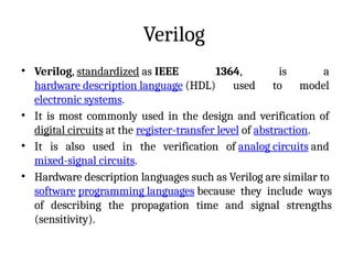 Introduction to Digital Design Methodology and Verilog HDL | PPTX
