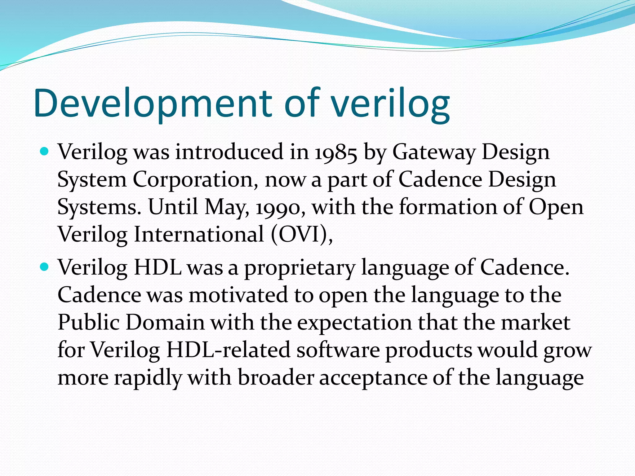 Verilog Presentation Final Pptx Programming Languages Computing
