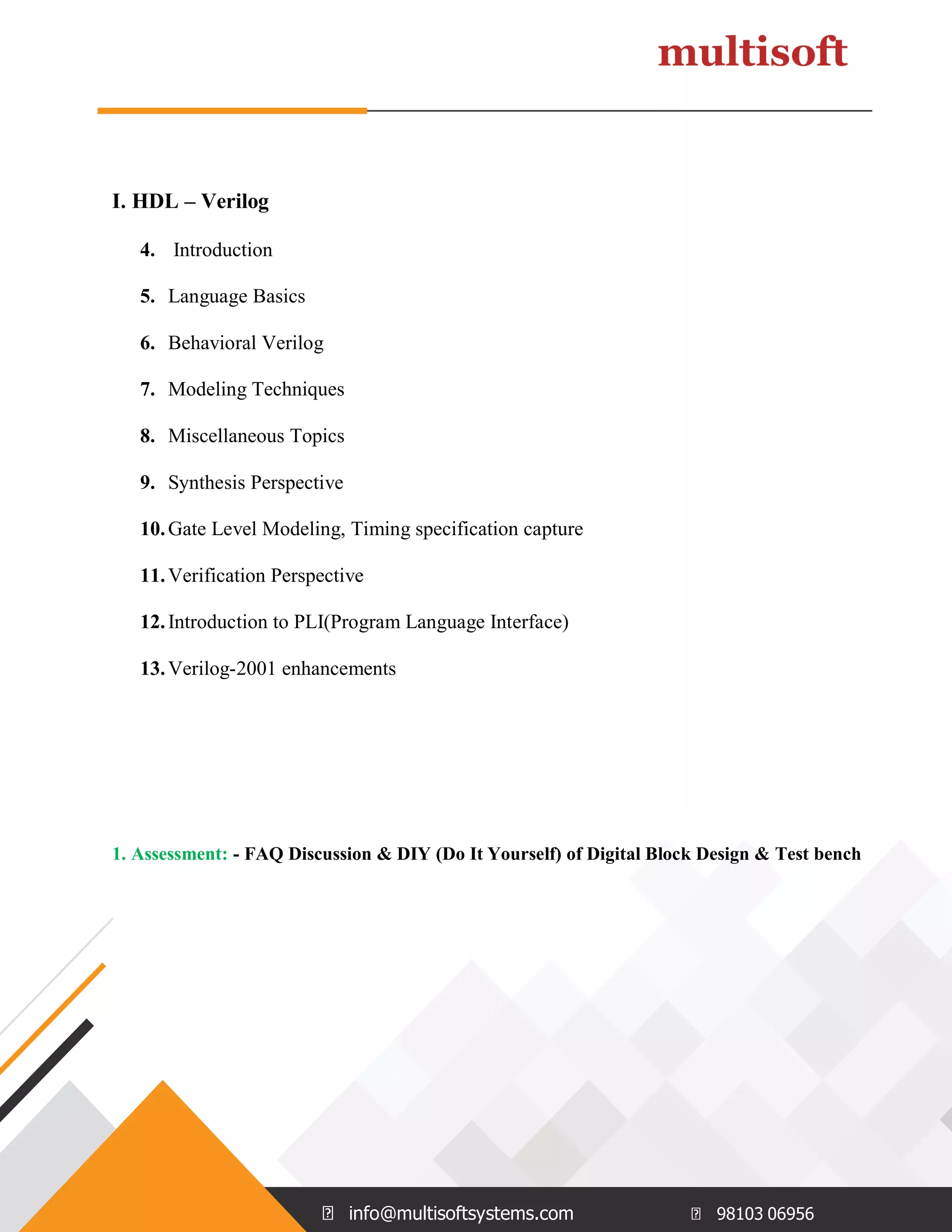 Verilog, SV and UVM _Course Content.pdf