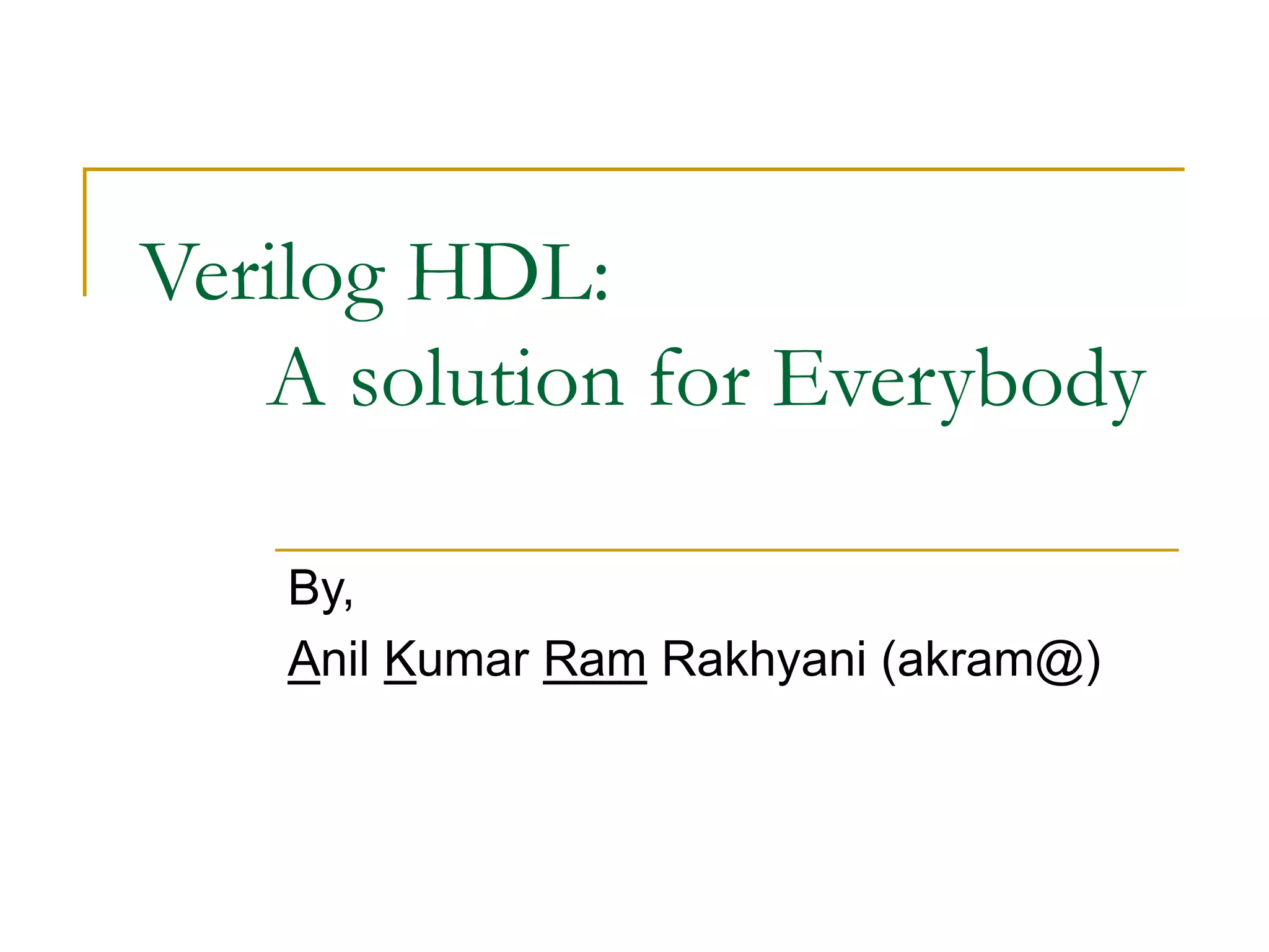 Verilog tutorial | PPT | Programming Languages | Computing