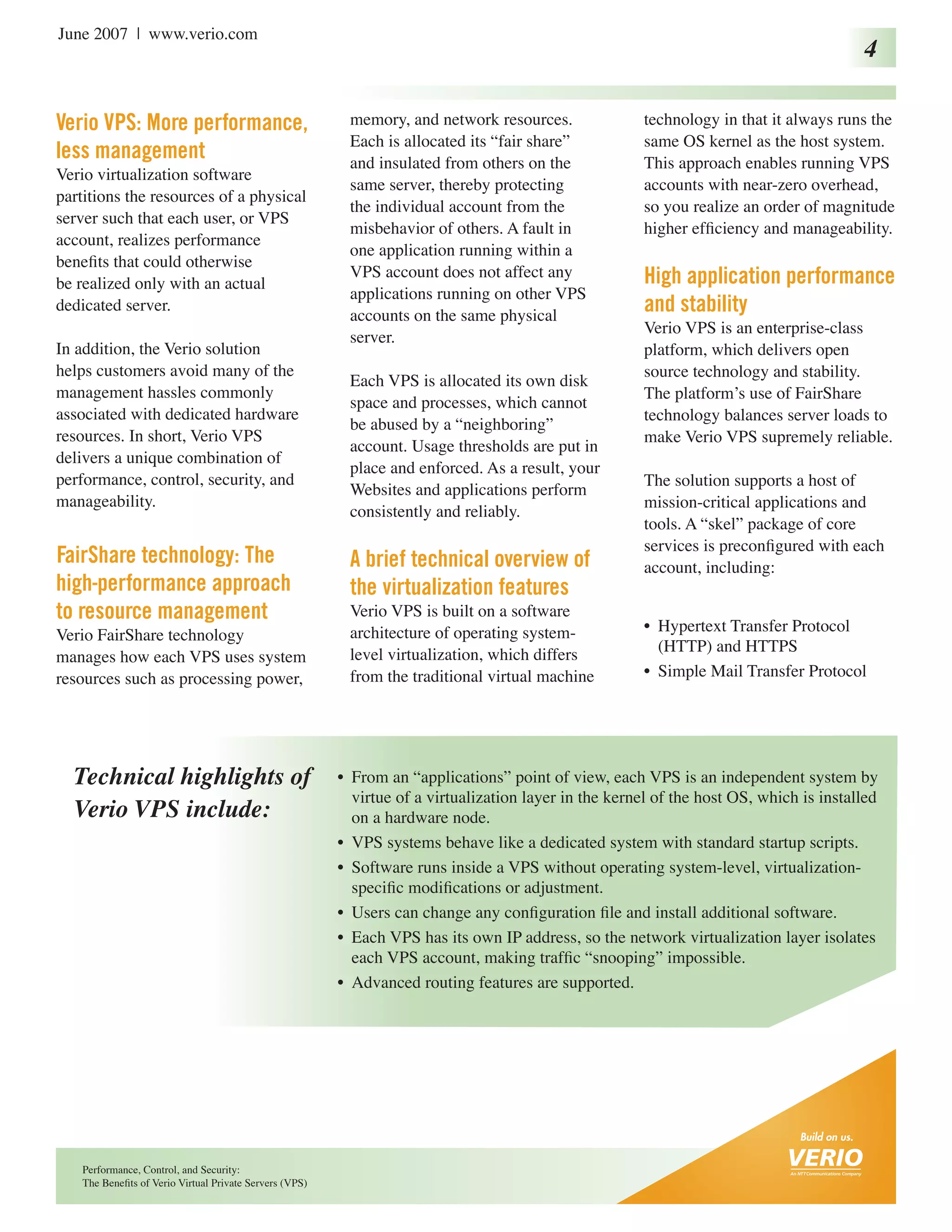 Verio Virtual Private Server (VPS) | PDF