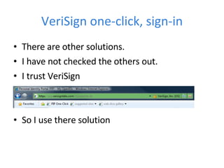 Web site sign-on using VeriSign PIP | PPT