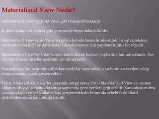 Veritabani Programlama - Oracle V.Egitim - Materialized View Kullanimi ...