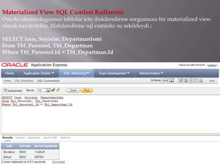 Veritabani Programlama - Oracle V.Egitim - Materialized View Kullanimi | PPT
