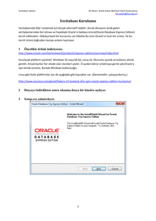 Veritabanı kurulumu (1) | DOCX