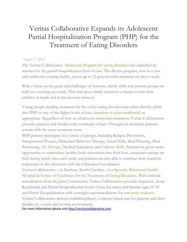 Veritas Collaborative | expands its adolescent partial hospitalization ...