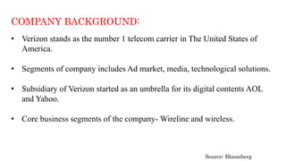 Verizon communications | PPTX | Telecommunications Industry | Industries