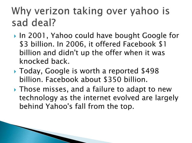 Verizon taking over yahoo | PPT