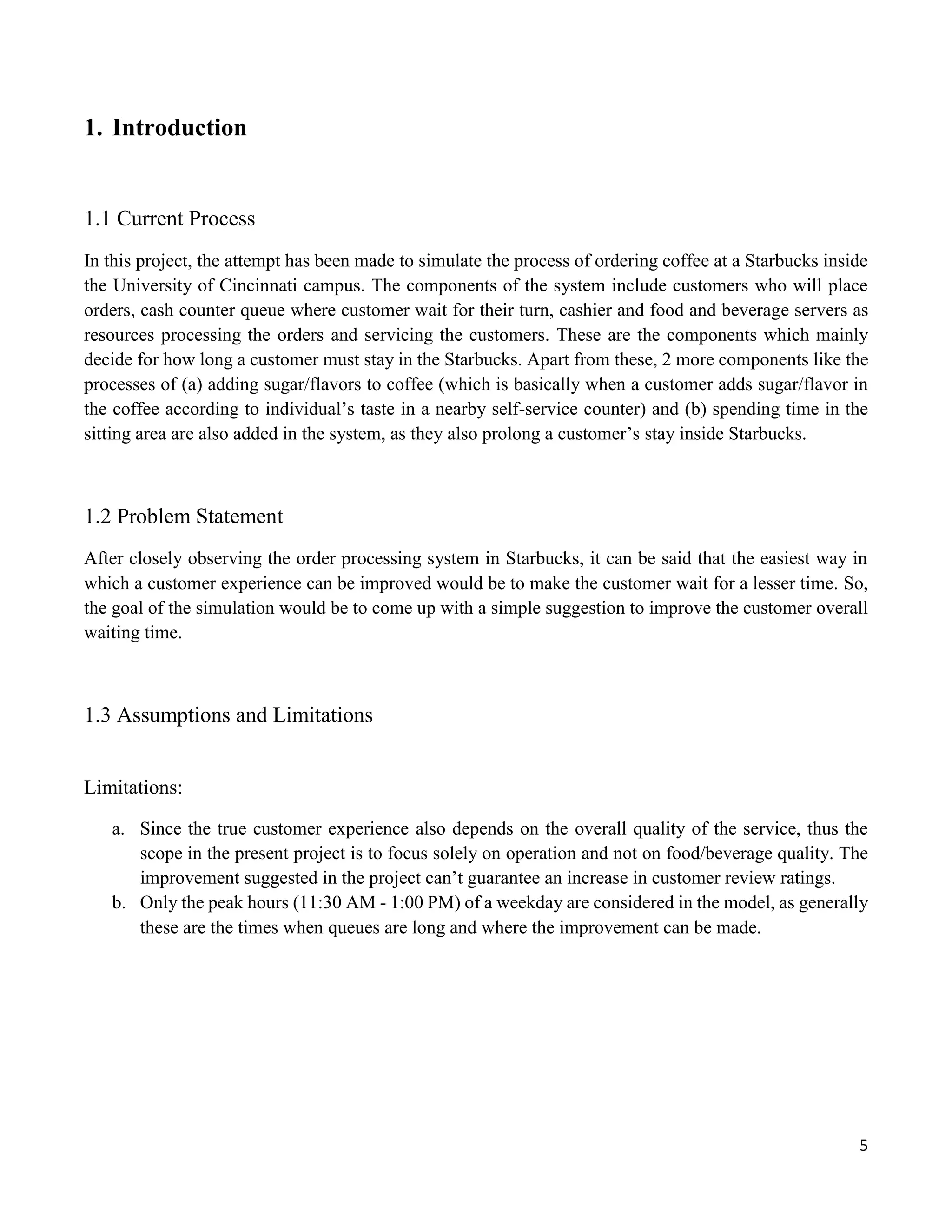 Process simulation study of order processing at Starbucks, University ...