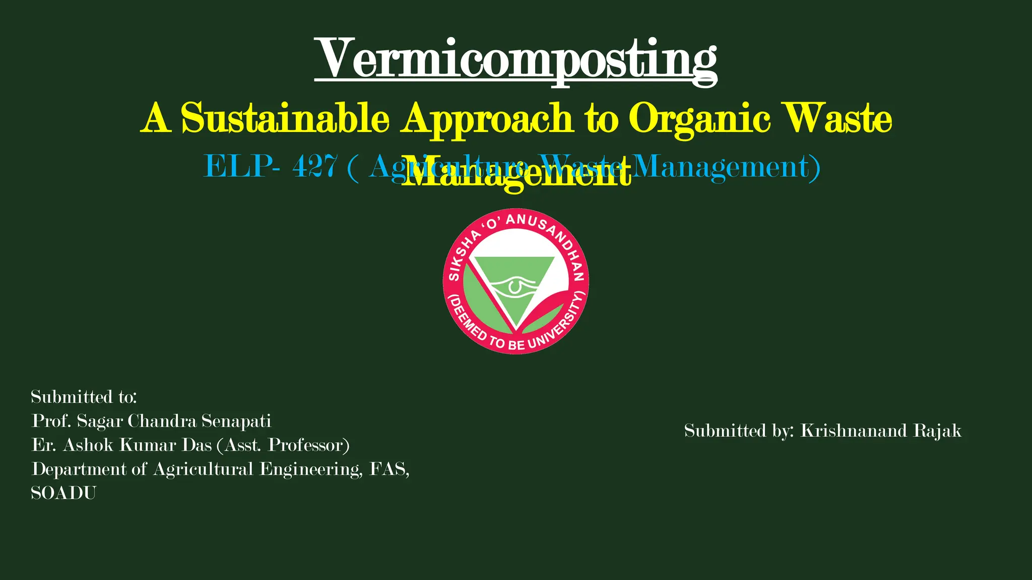 presentation on Vermicomposting (Turn Waste into Wealth) | PPTX