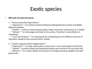Species of earthworms inVermiculture.pptx