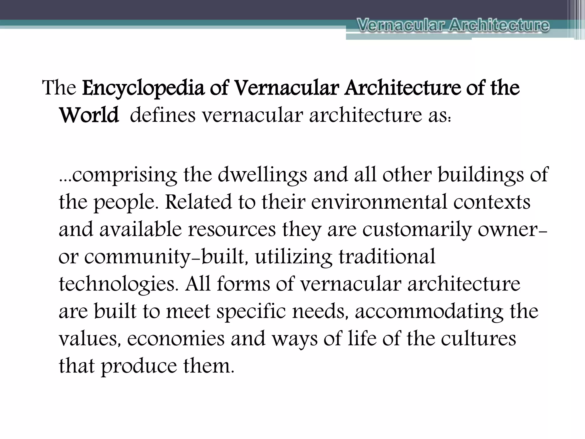 The Vernacular Architecture | PPTX