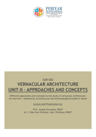 Vernacular architecture approaches and concepts | PDF