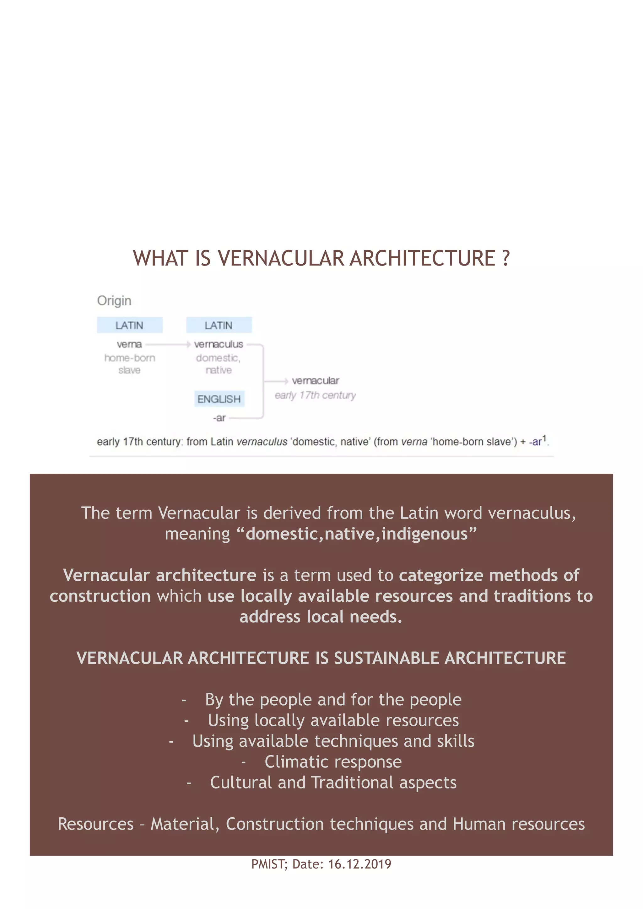 Vernacular architecture introduction | PDF